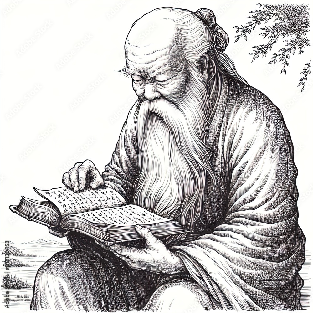 Ancient Chinese scholar, wiseman, philosopher, Laozi, Confucius ...