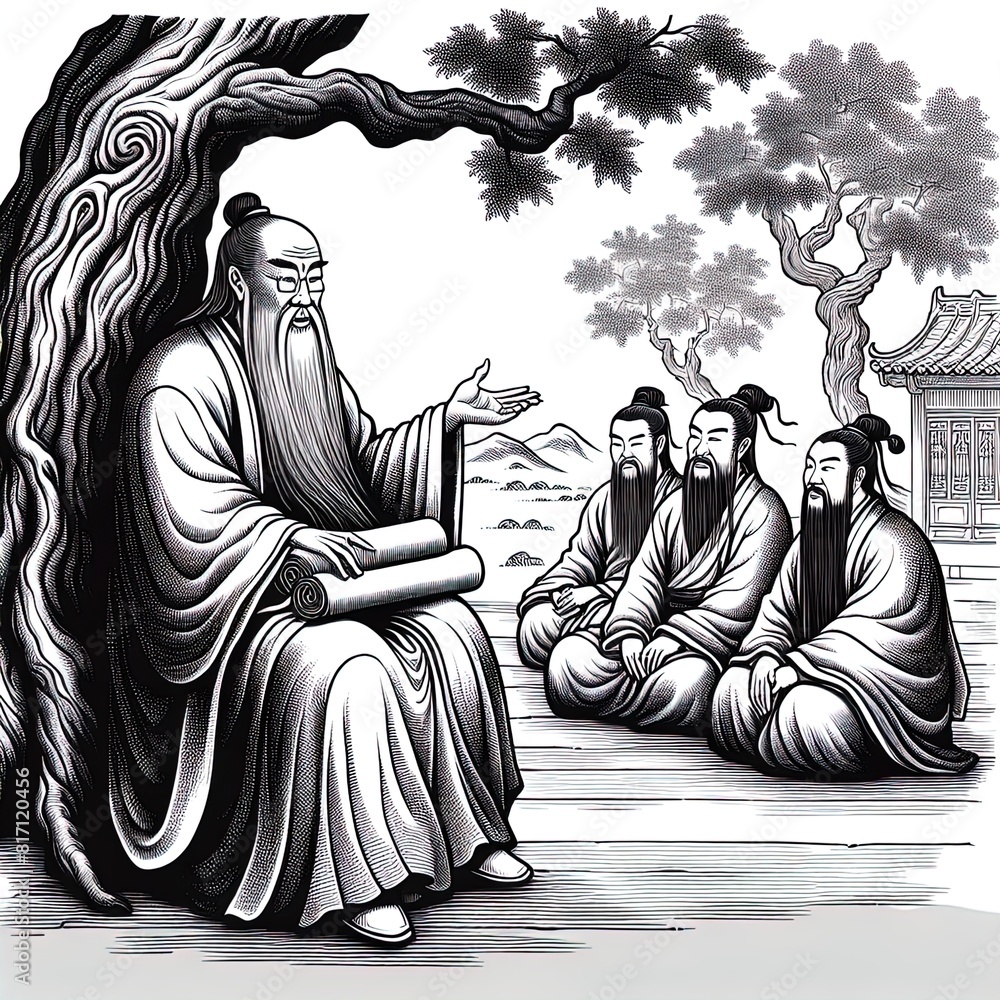 Ancient Chinese scholar, wiseman, philosopher, Laozi, Confucius ...