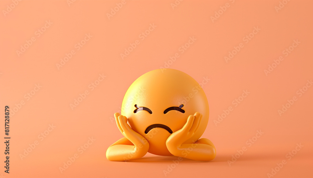 A minimalist 3D of a single yellow facepalm emoji with hands, on a ...