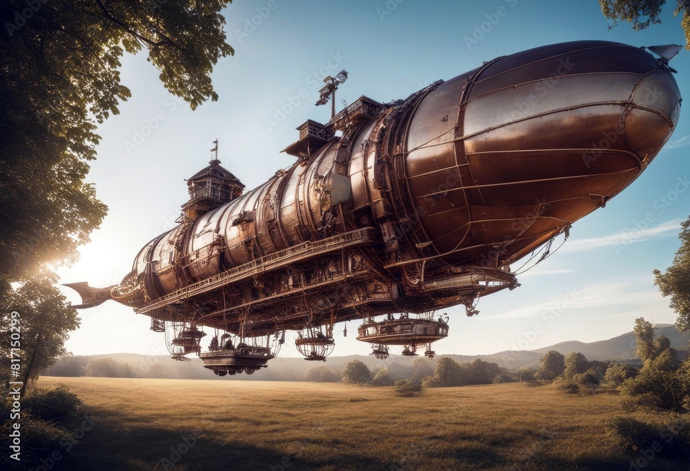 'airship steampunk ship boat sea water vessel cargo ocean port shipping ...