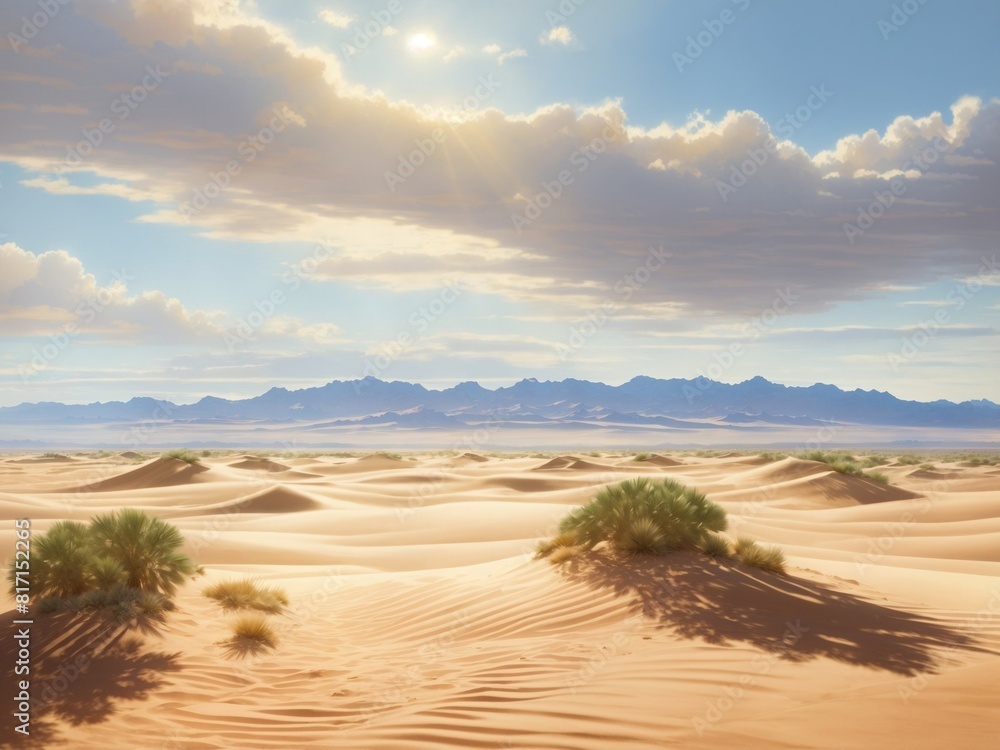 "Surreal Desert Mirage: Hyperrealist Landscape with Sand Dunes and ...