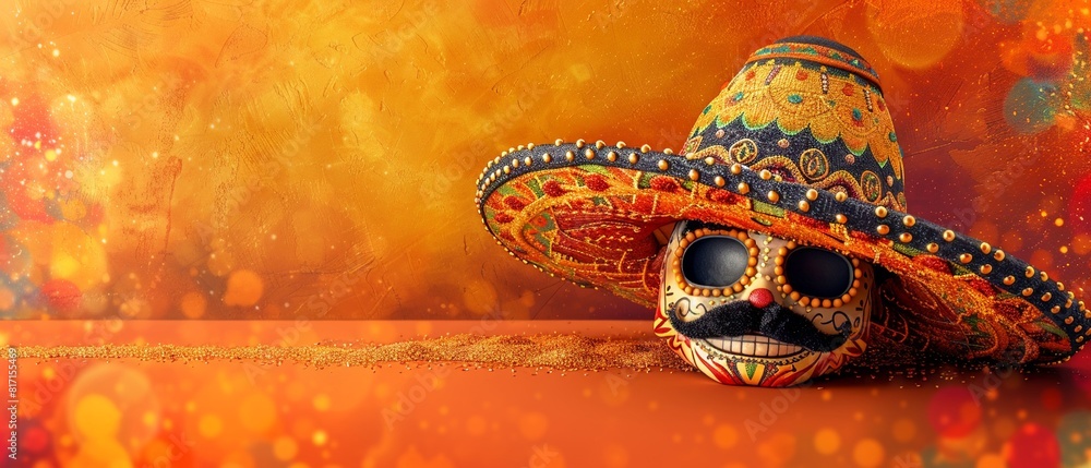 Orange background illustration for a Cinco de Mayo Mexican holiday ...