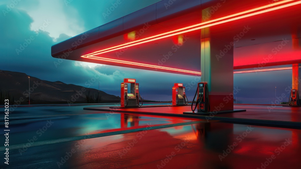 realistic gas station wallpaper with lights changing from green to red ...