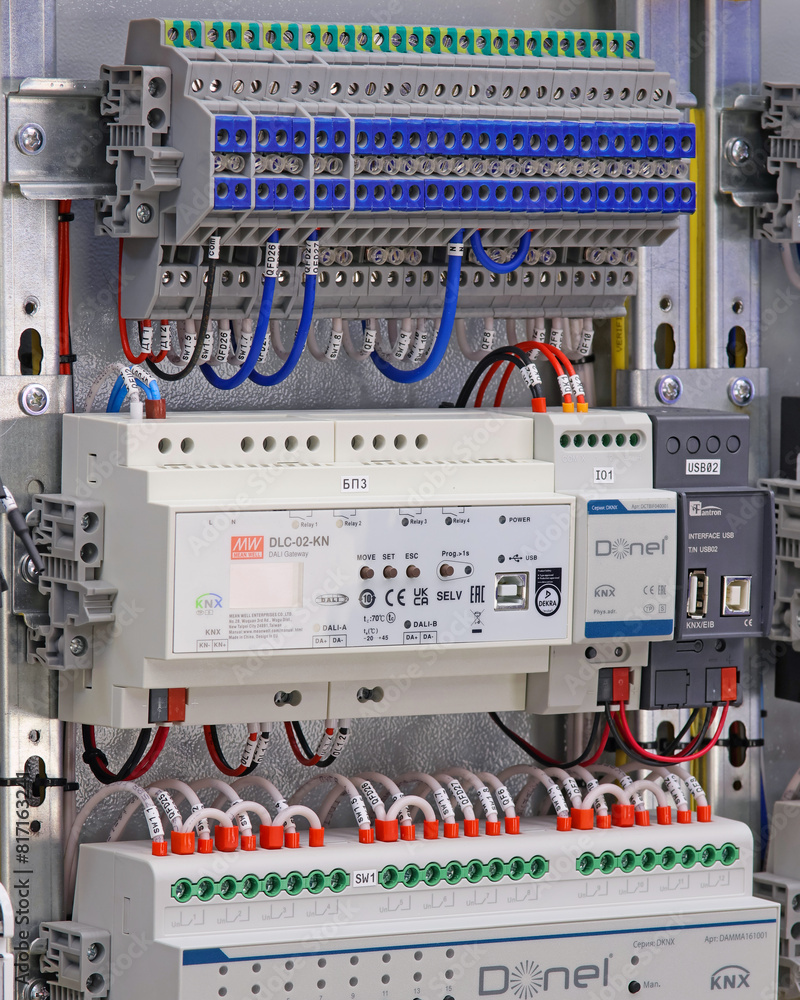 Electric switchboard. Socket groups, curtain control, underfloor ...