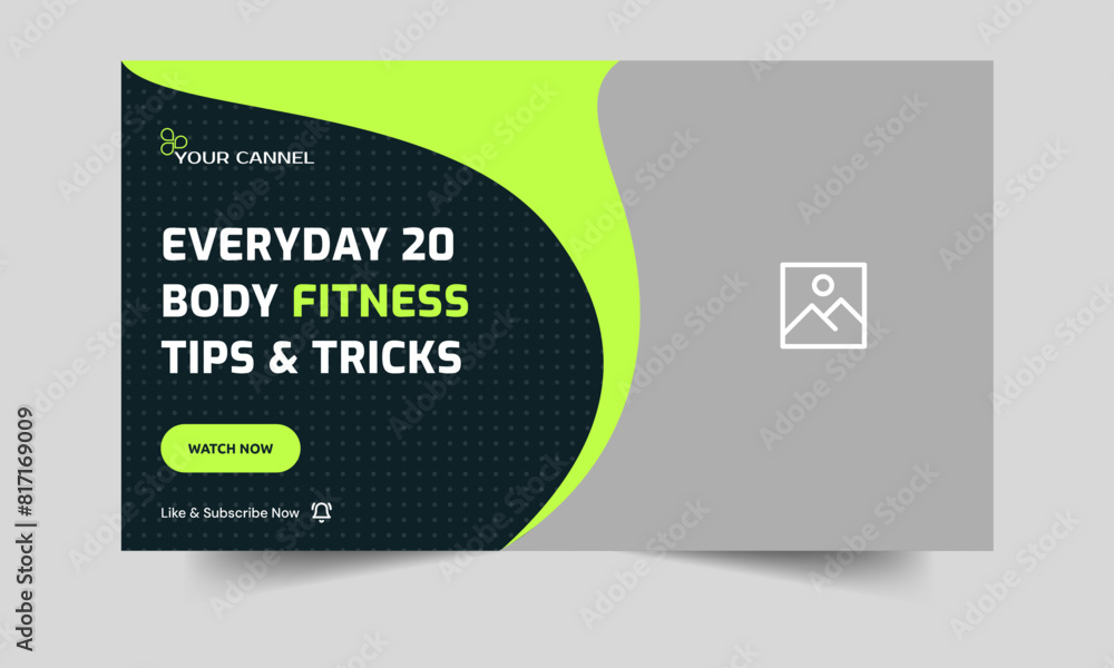 Daily fit body tips and tricks video cover banner design, fitness ...