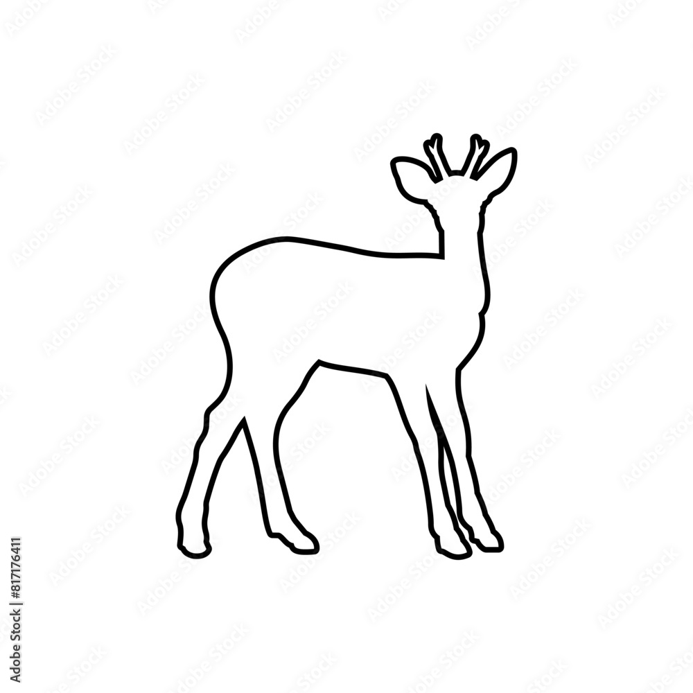 Roe deer silhouette, outline icon vector. Roe deer icon. Livestock ...