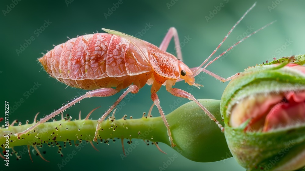 Detailed shot pink aphid on rose bud, high quality image without logo ...