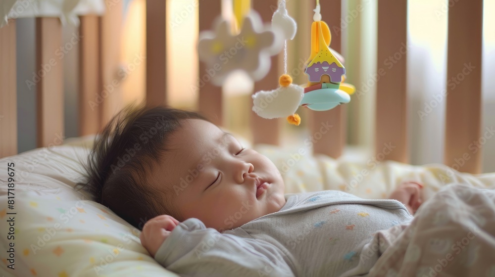 A sweet baby boy a blend of Asian and German heritage peacefully ...