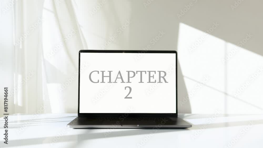 Animated title Chapter 2 two text pop up appearing on the computer screen with white background ...
