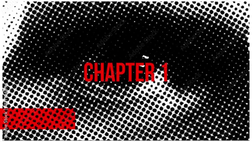 Animated title Chapter 1 one text pop up appearing on black and white ...