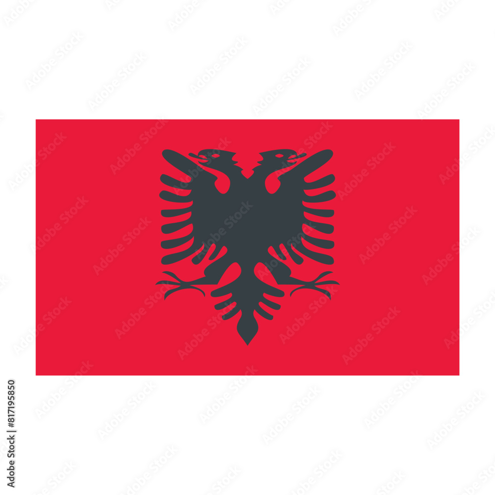Albanian eagle with two heads. Isolated black symbol on white ...