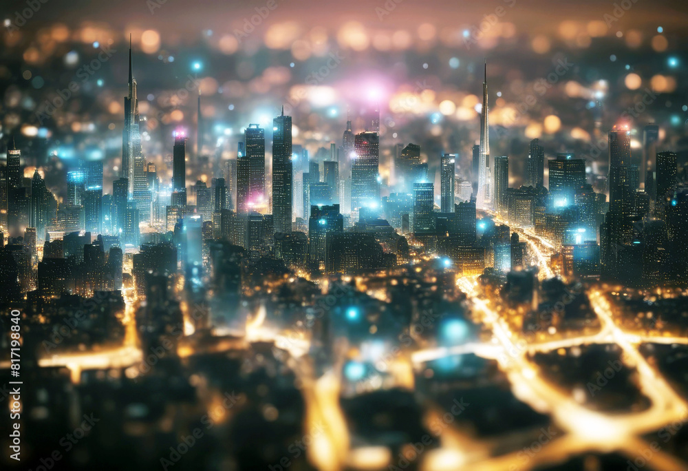 'network communication information ict things internet iot concept city ...