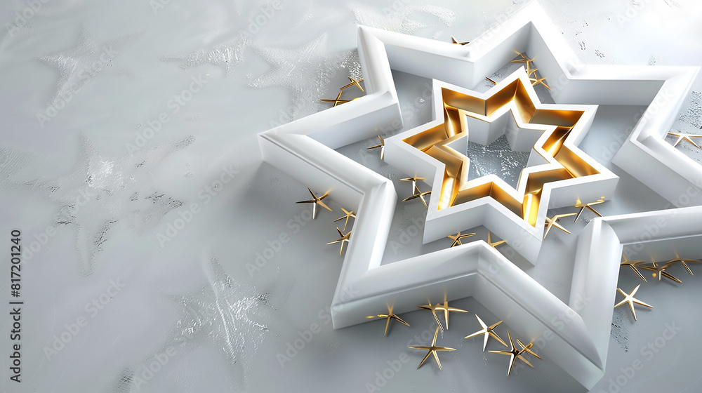Elegant White and Gold Star Motif A sophisticated 3D realistic Islamic ...