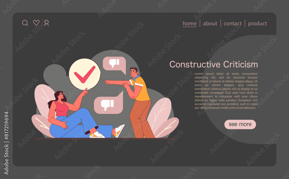 Poster Constructive Criticism concept. Flat vector illustration – Wall ...