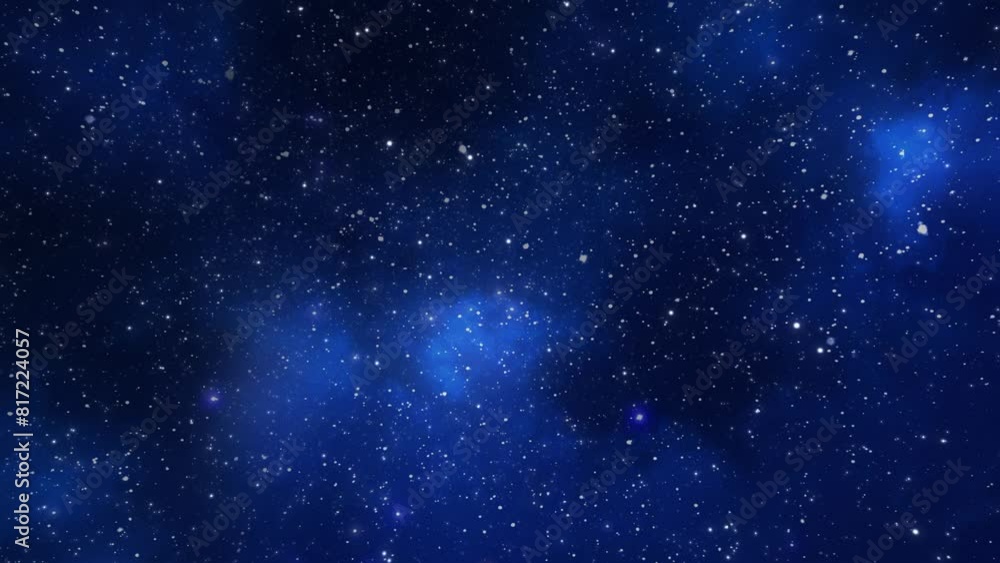 Seamless looped repetitive flight animation through deep space. Blue ...