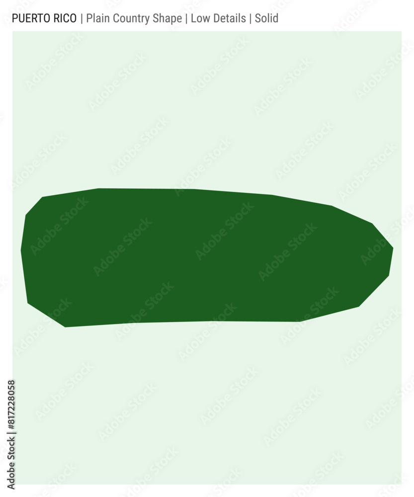 Puerto Rico plain country map. Low Details. Solid style. Shape of ...