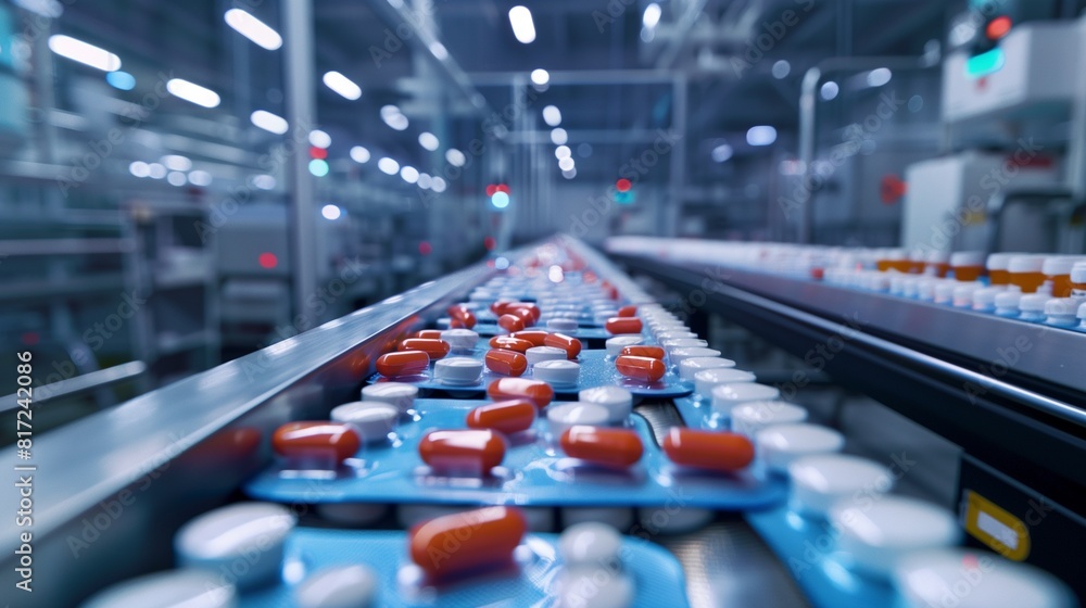 Automated packaging line sorting and boxing pharmaceutical tablets ...