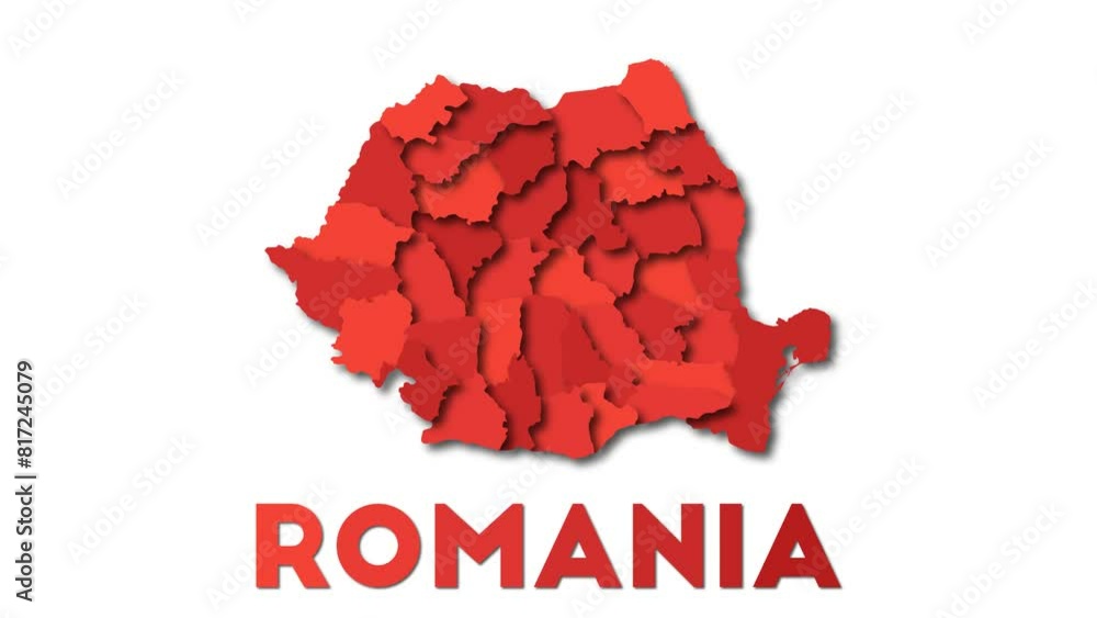 Romania map showing regions. Animated country map with title. 4k ...