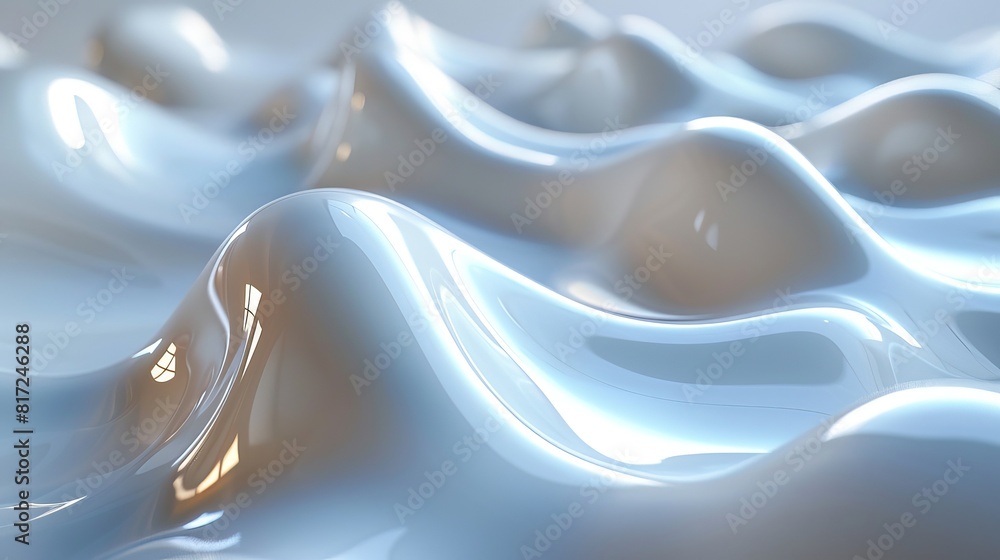 Abstract illustration showing pulsating white ferromagnetic fluid with ...