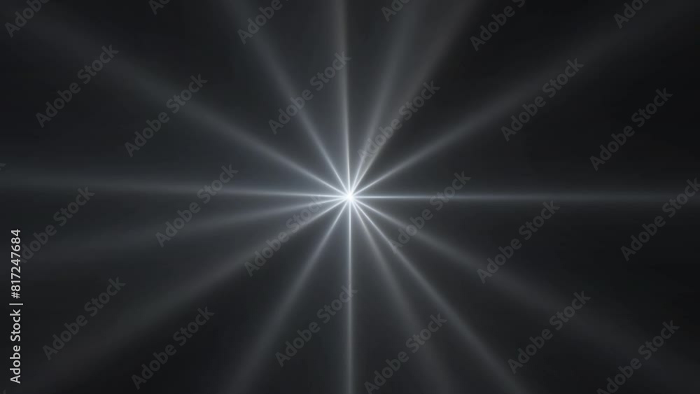 Centered white light rays on black background. Heaven light animation ...