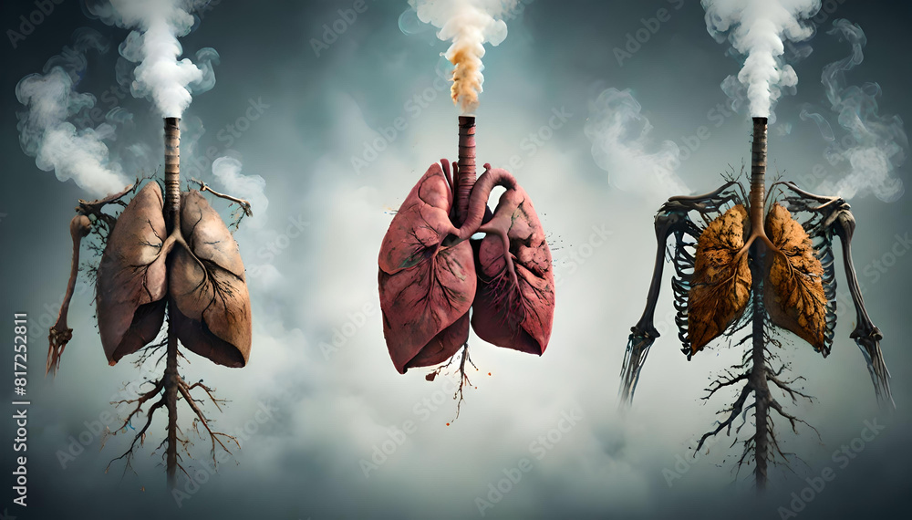 Human lungs before and after smoking Stock Illustration | Adobe Stock
