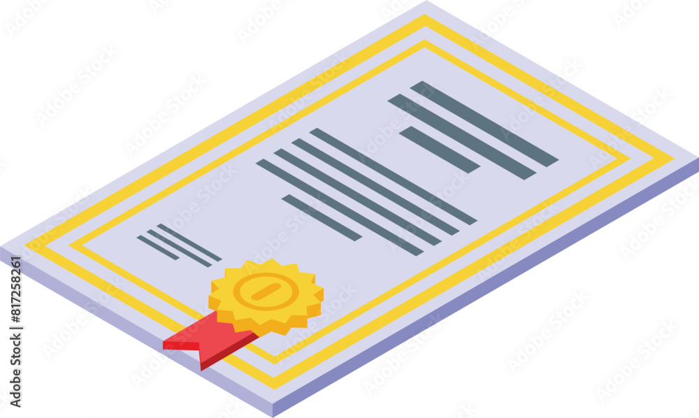 Isometric vector illustration of a decorative diploma certificate for ...