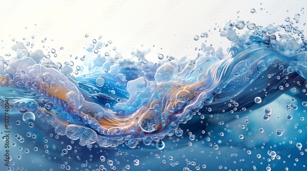 Vector illustration portraying underwater air bubbles fizzing and ...