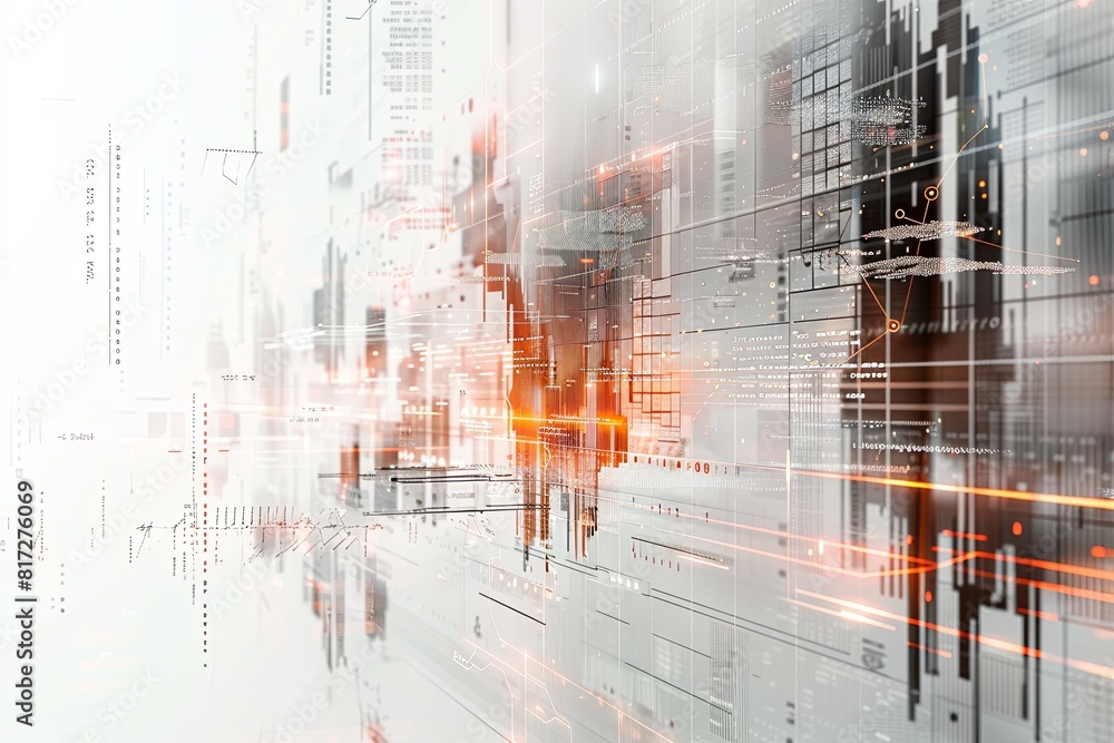 Dynamic blend of tech & finance on white backdrop. Perfect for fintech ...