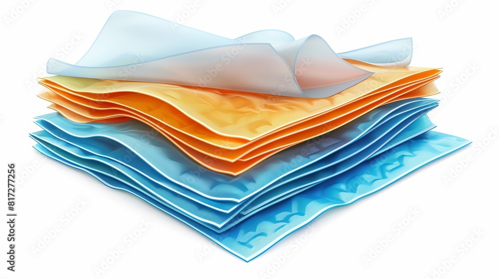 Technical illustration demonstrating layers of waterproof and thermo ...