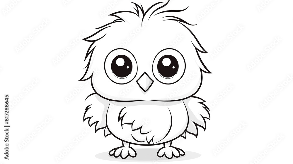 Cartoon of baby bird with simple lines for children to color book pages ...