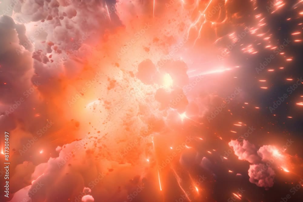 Vidéo Stock Epic explosion in space with intense fiery debris ...