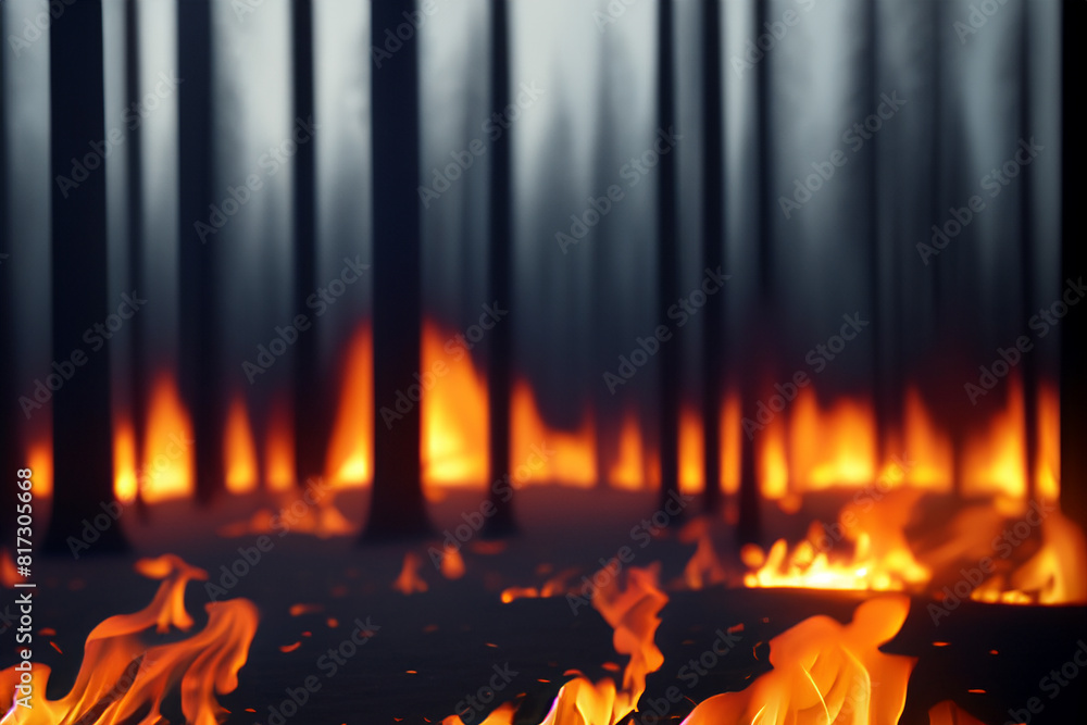 Forest fire. Wildfire. Fire that burns the entire forest with its hot ...