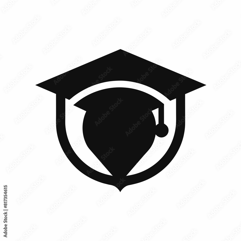 degree logo with convocation hat in black simple minimalist Stock ...