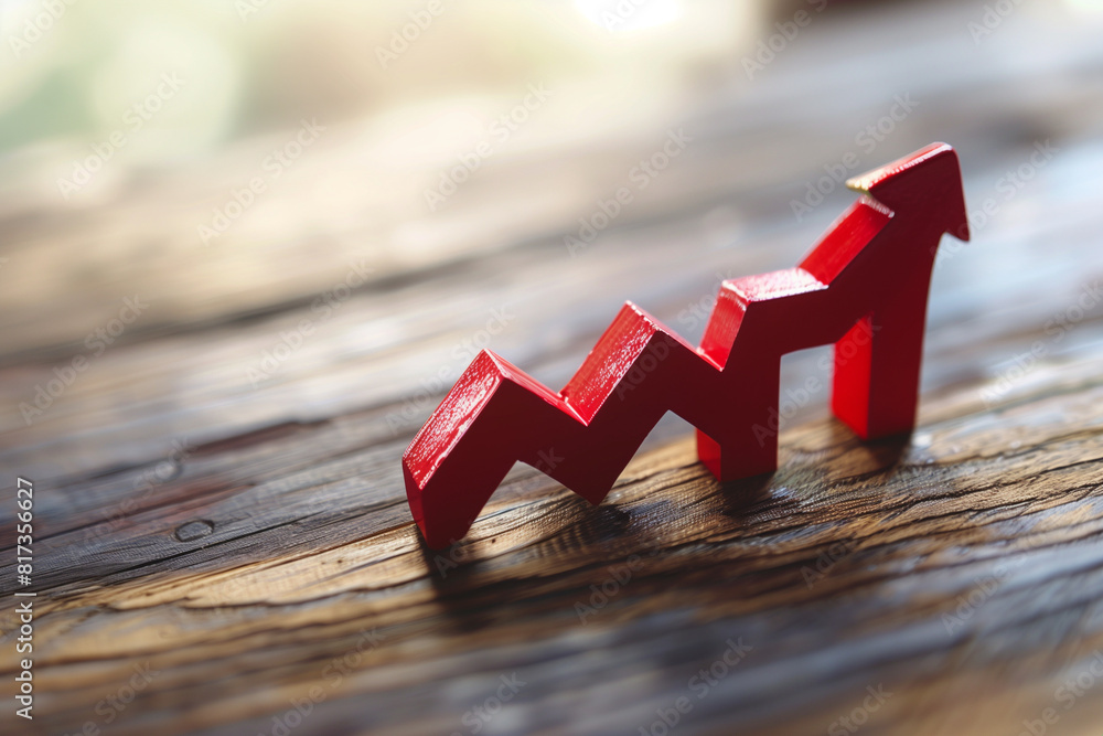 Sales performance is depicted with a red arrow on the graph ...