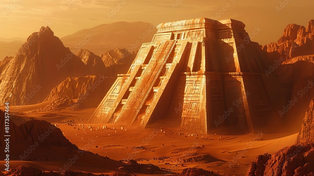 Babylonian Empire reborn on Mars, ancient ziggurats amid red Martian ...