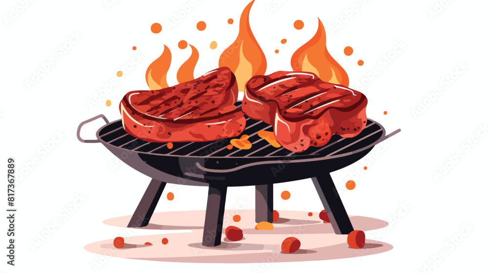 Vector cartoon barbecue bbq symbol hot grilled meat Stock Vector ...