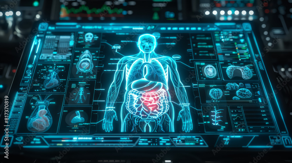 Advanced Medical Interface, Detailed holographic human body display ...