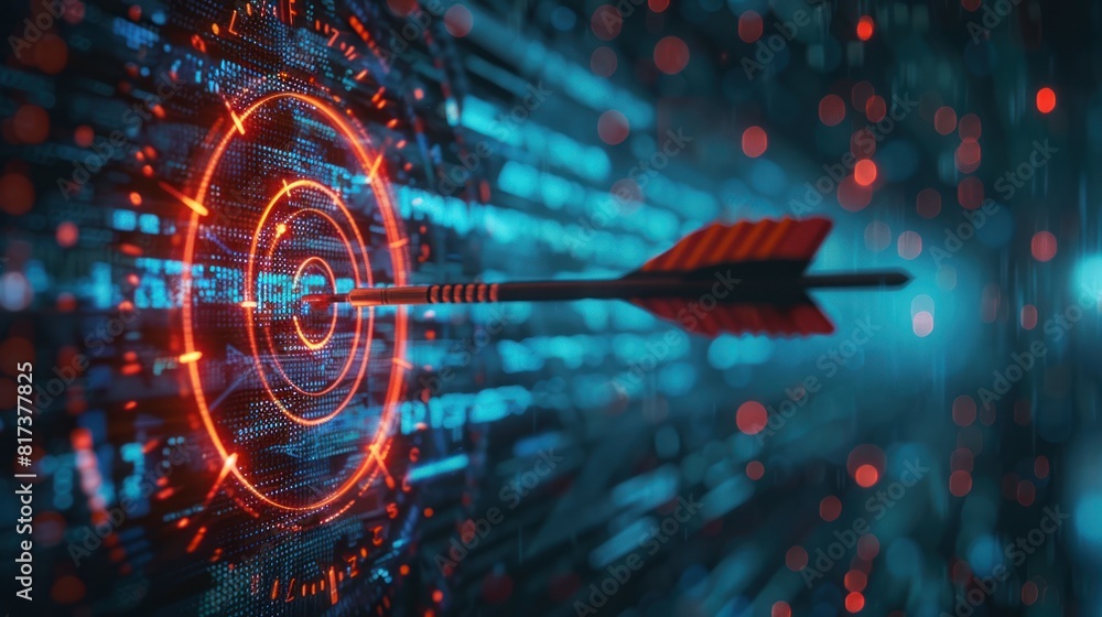 Aim arrow at a virtual target dartboard boked with Imagery AI and ...