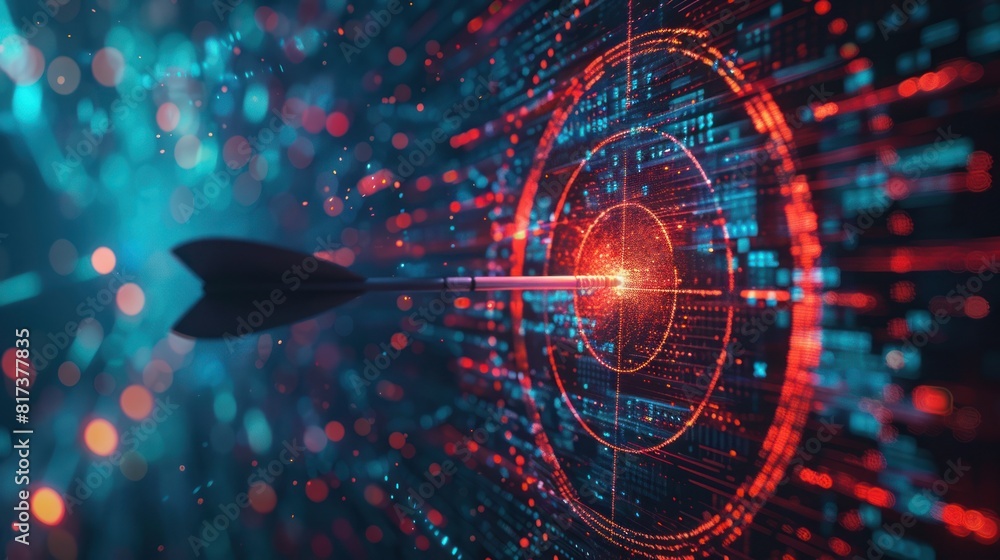 Aim arrow at a virtual target dartboard boked with Imagery AI and ...