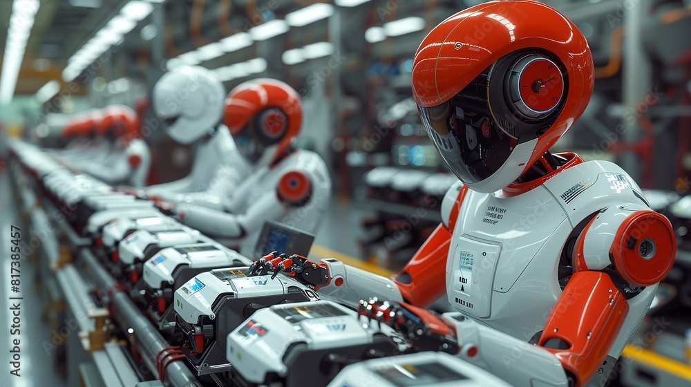 Working together, Robot and a human working together on an assembly ...