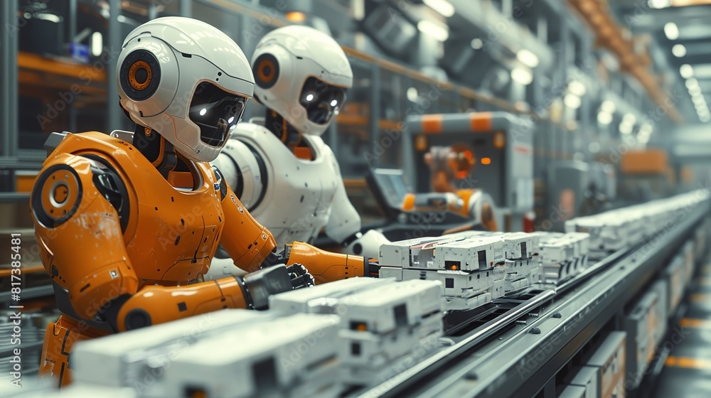 Working together, Robot and a human working together on an assembly ...