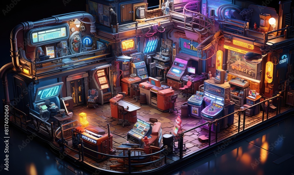 Game Room background flat design front view hightech arcade theme ...