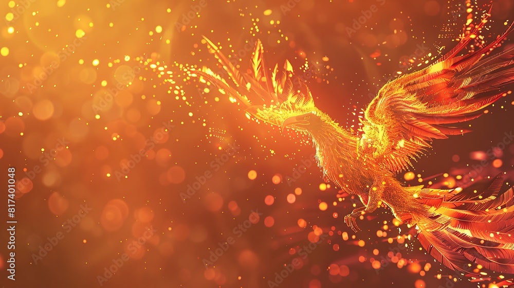 Phoenix bird fire tale character illustration render hawk fairy wings ...