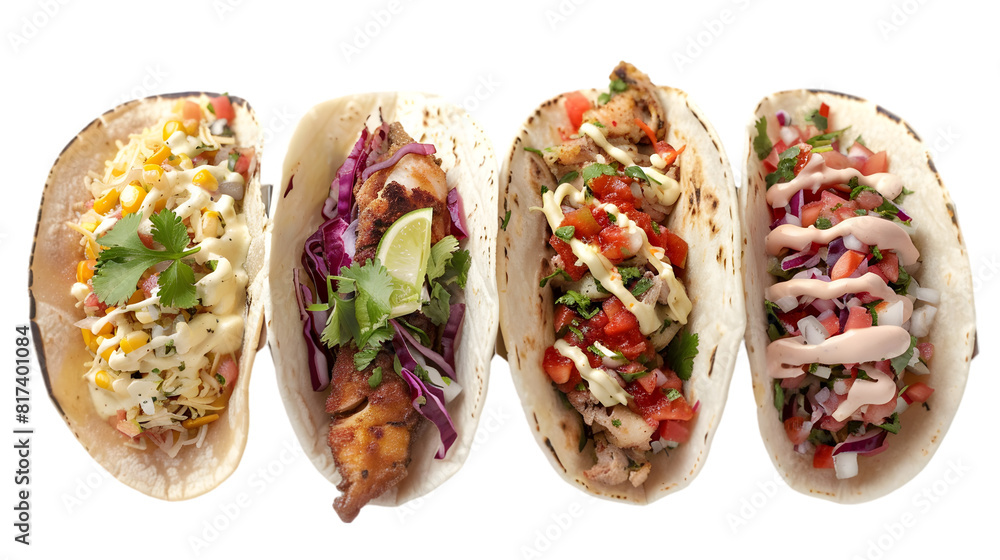Four distinct taco styles, including hard shell, soft shell, fish taco ...