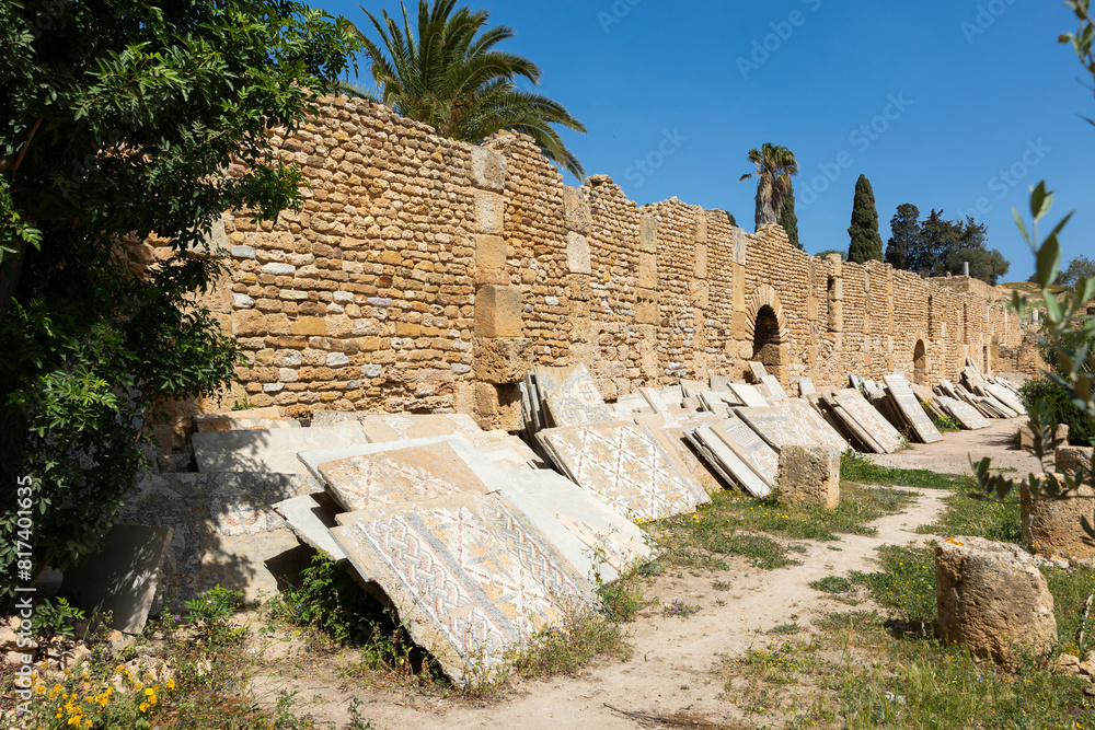 Remnants of mosaics preserved in ancient Roman villas at archaeological ...