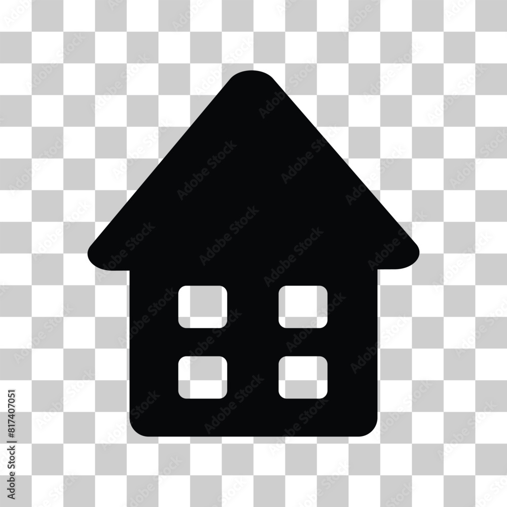 Simple house icon. Black icon on transparent background. flat style ...