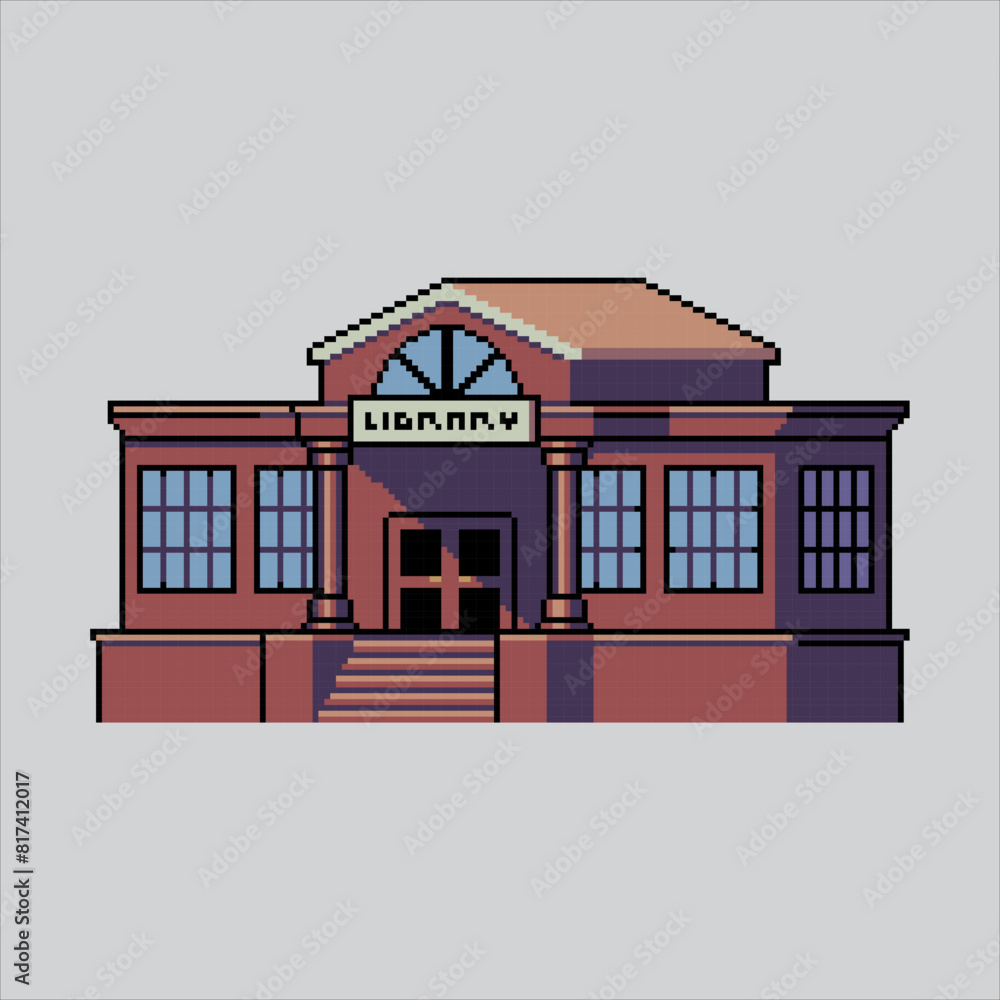 Pixel art illustration Library. Pixelated Library. Library Building ...