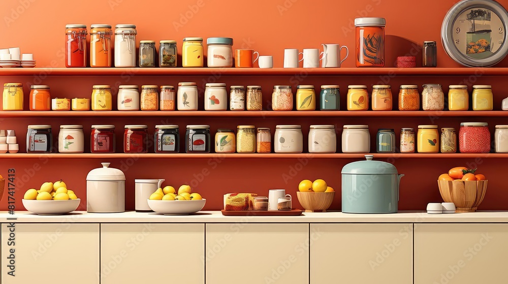 Pantry background flat design front view modern minimalist theme ...