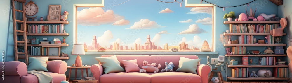 Playroom background flat design front view colorful educational setup ...