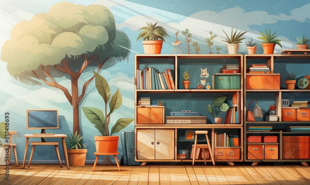 Playroom background flat design top view modern tech play hub theme ...